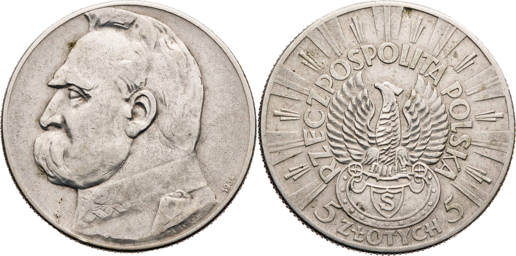 Polen 5 Zloty 1934 Jozef Pilsudski VF | MA-Shops