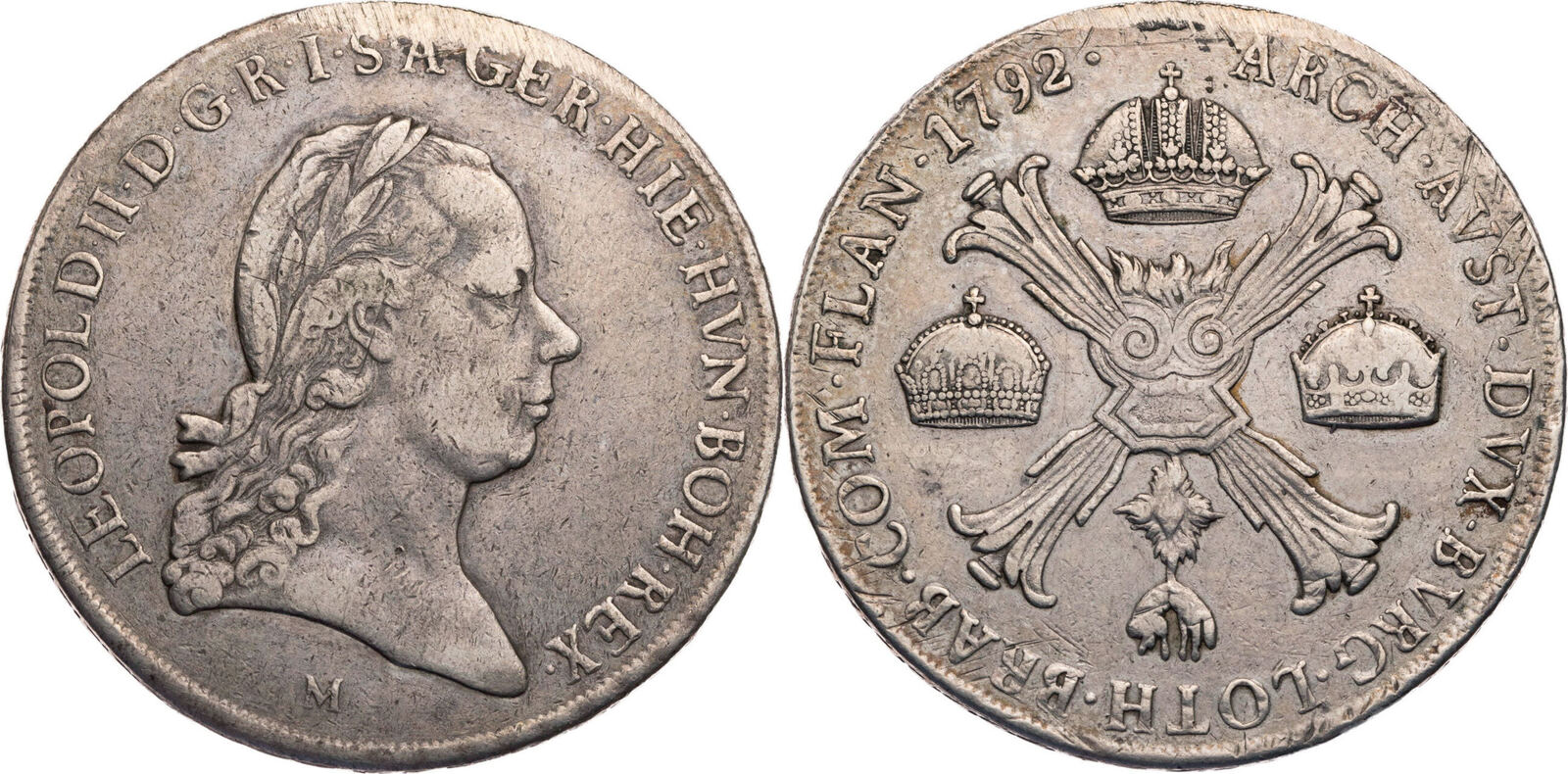 RDR, Haus Habsburg Kronentaler 1792 M Leopold II. (1790-1792), Mailand VF Hkspr. entfernt! | MA ...