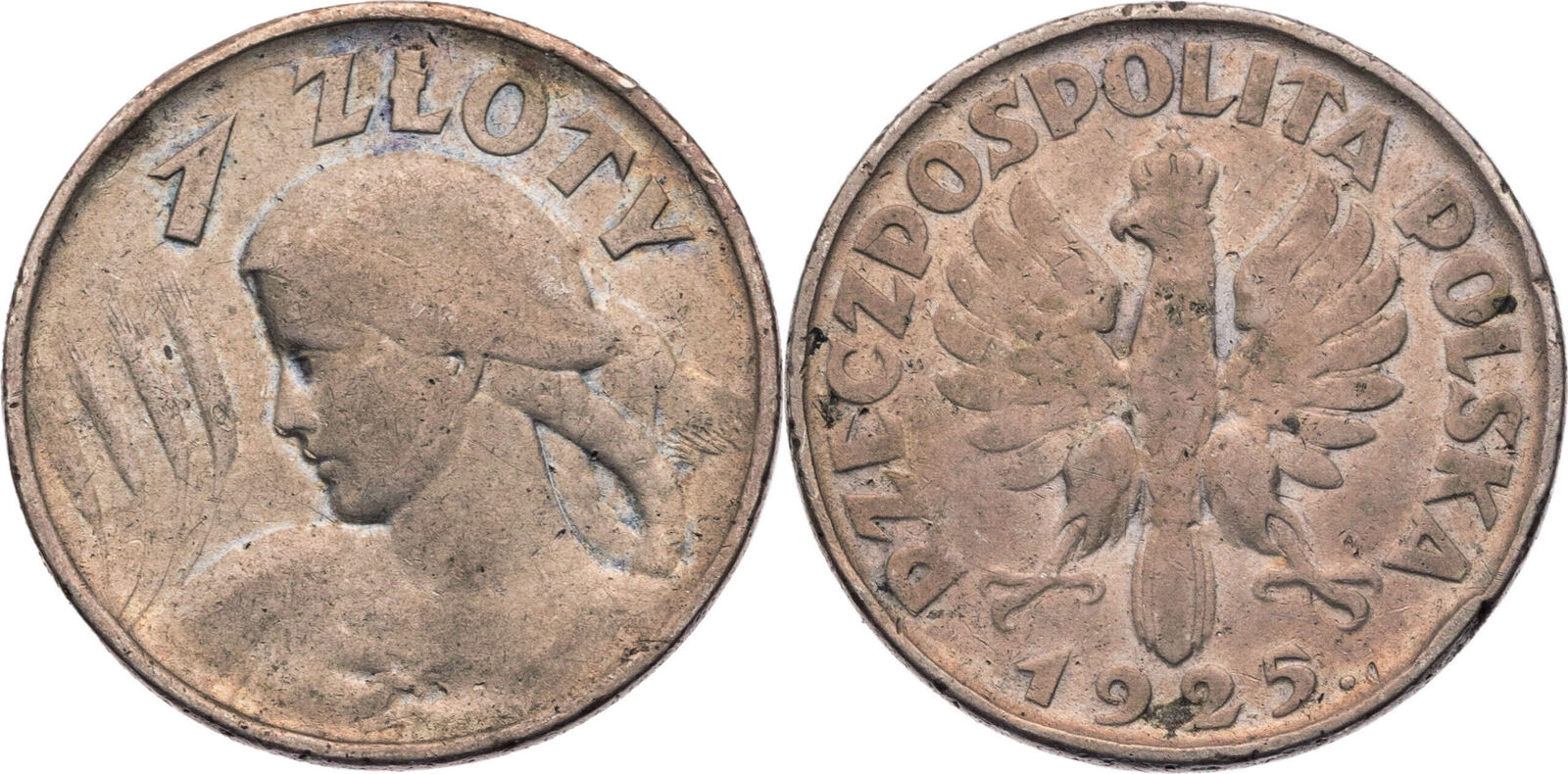 Polen 1 Zloty 1925. Kursmünze (1924-1925) F-VF | MA-Shops