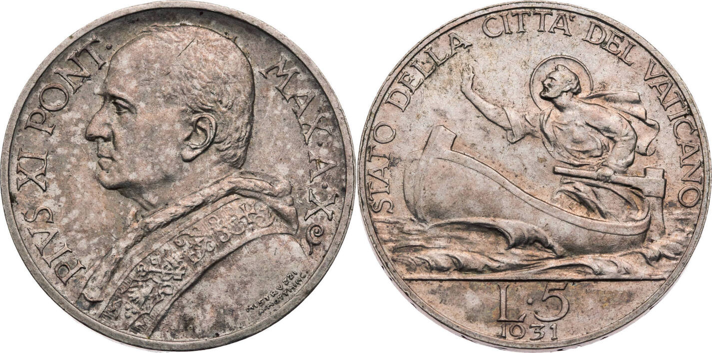 Vatikan 5 Lire 1931 Pius XI (1922-1939) - Kursmünze (1929-1937) EF | MA-Shops