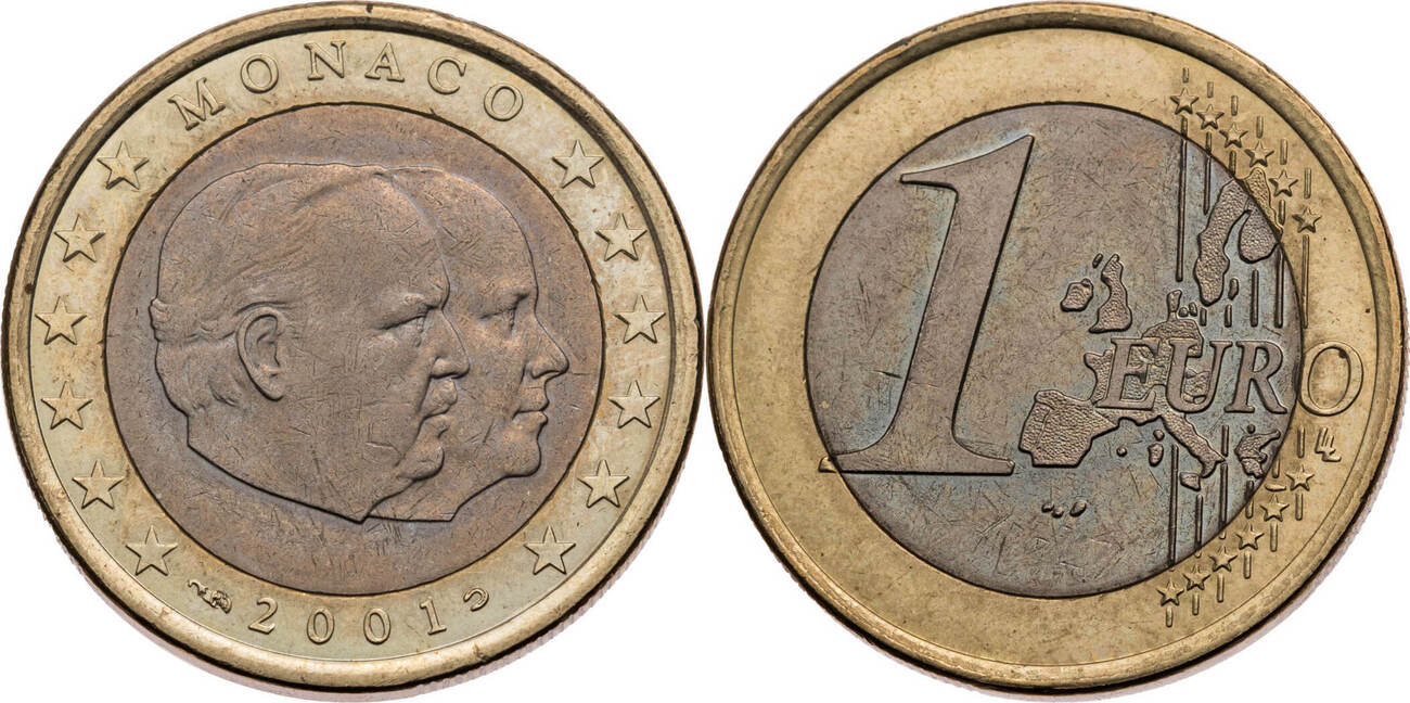 Monaco 1 Euro 2001 Rainier III. (1949-2005) - Kursmünze (2001-2004) EF ...