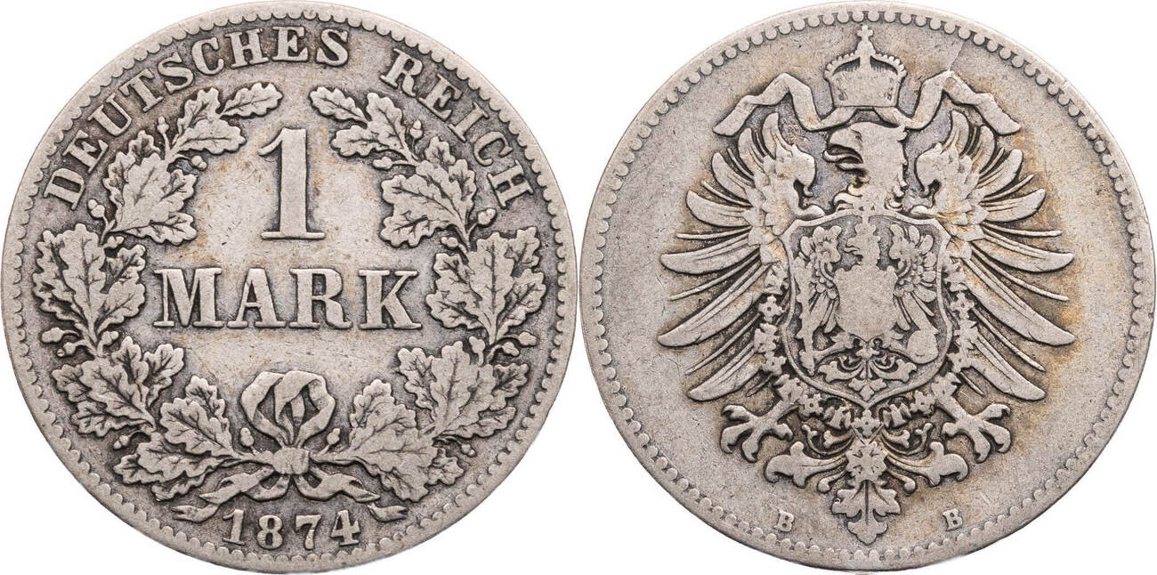 Kaiserreich 1 Mark 1874 B Kursmünze (1873-1887) F | MA-Shops