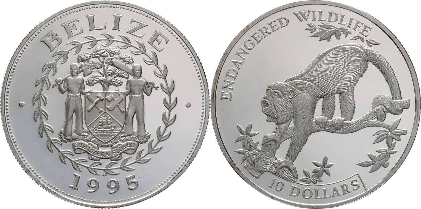 Belize 10 Dollars 1995 Howler Monkey - endangered wildlife Proof ...