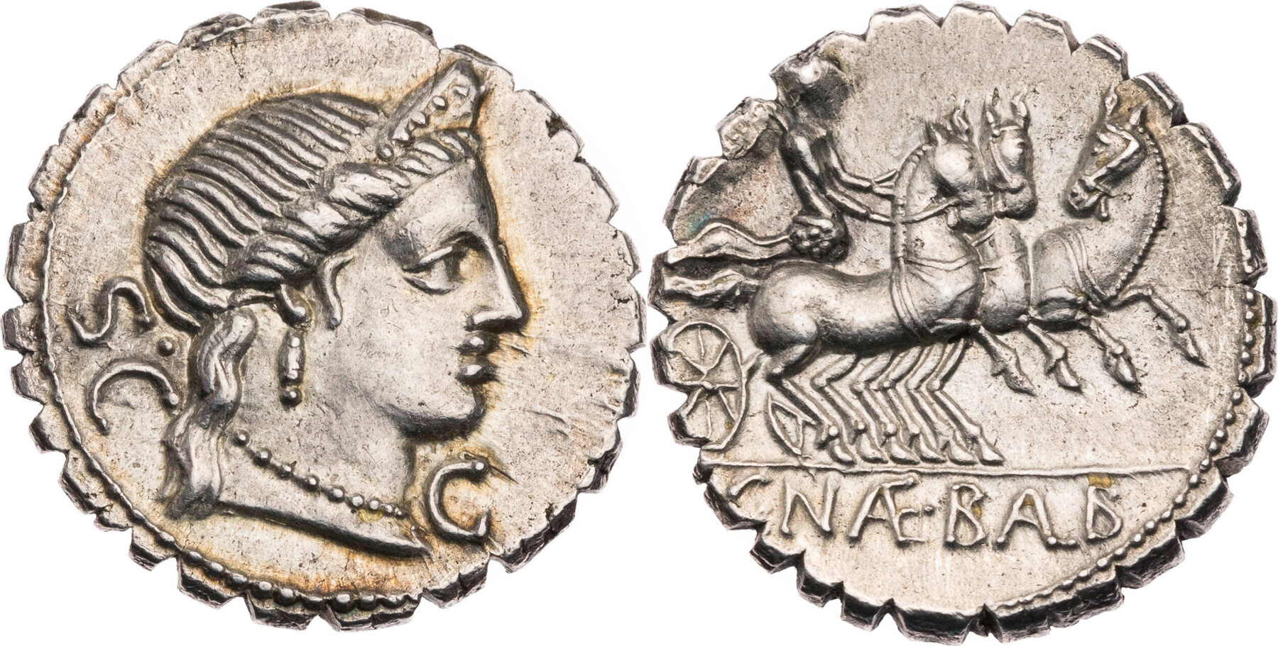 Römische Republik Denar (Serratus) 79 v. Chr. C. Naevius Balbus, Kopf ...