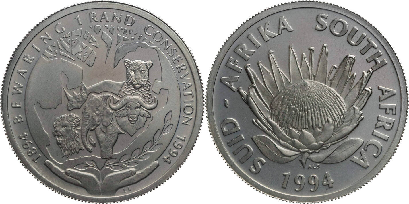 Südafrika 1 Rand 1994 Centenary of first game park in Southern Africa ...