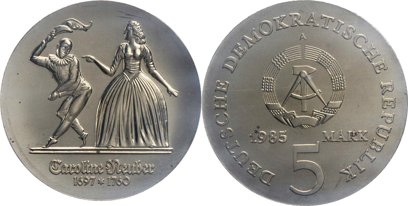 DDR 5 Mark 1985 A Zum 225. Todestag von Caroline Neuber EF | MA-Shops