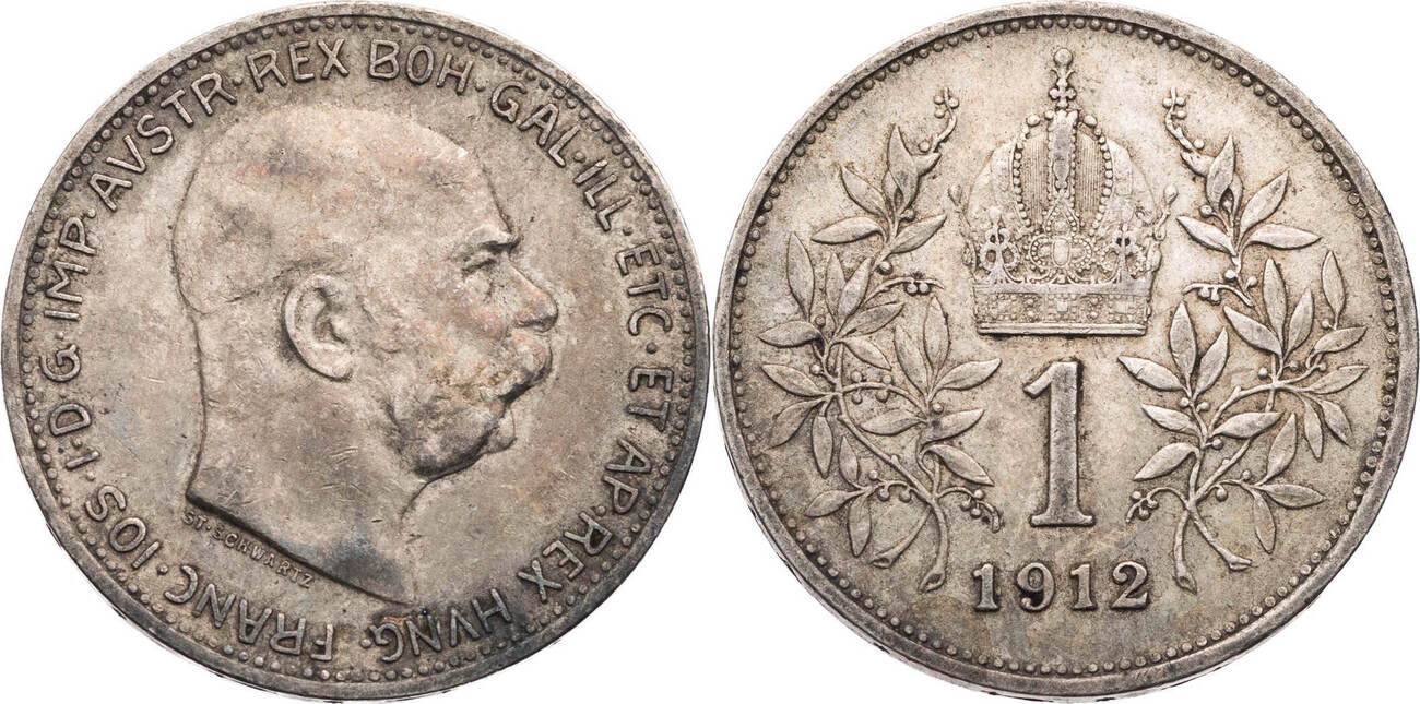Österreich, Kaiserreich 1 Corona 1912 Franz Joseph I (1848-1916) VF | MA-Shops