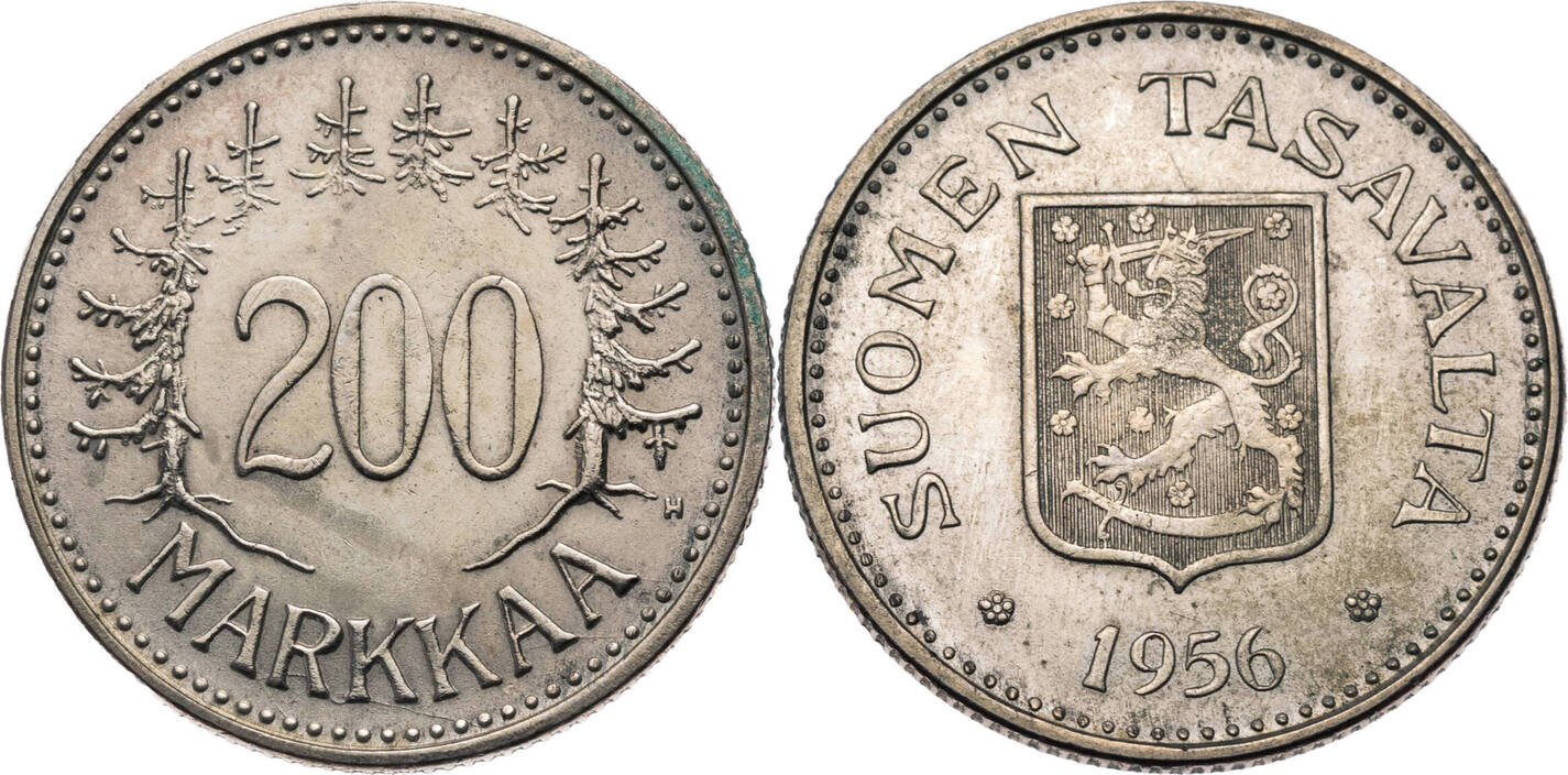 Finnland 200 Markkaa 1956 H Kursmünze (1956-1959) VF / VF-EF | MA-Shops