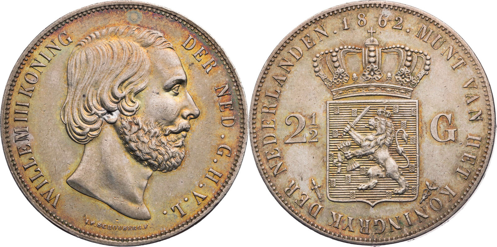 Niederlande 2½ Gulden 1862 Willem III. (1849-1890) - Kursmünze (1849 ...