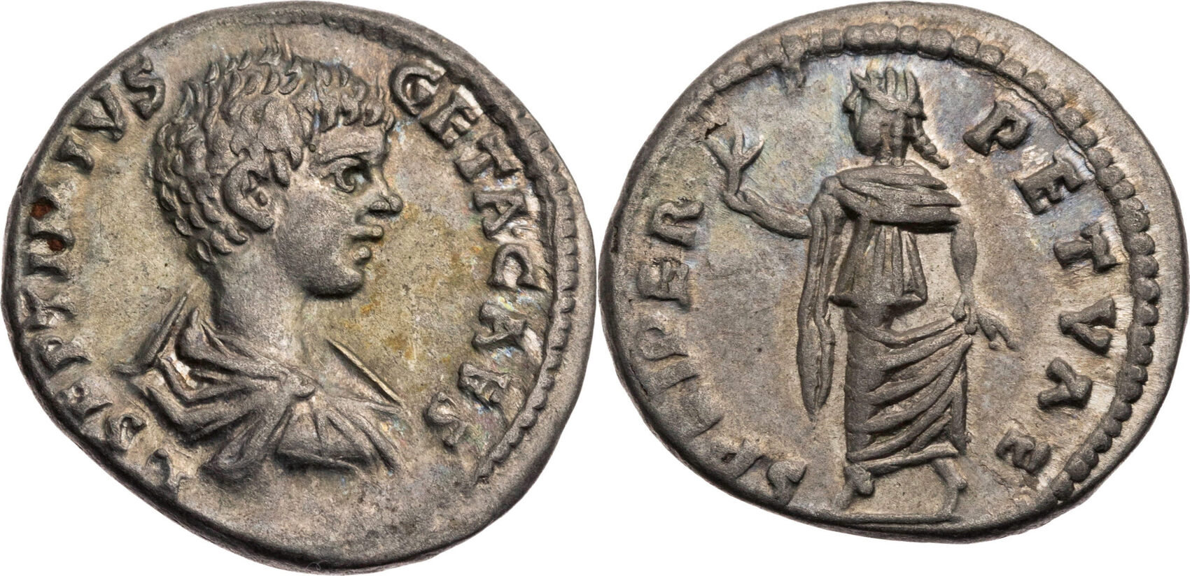 Römische Kaiserzeit Denar 198-200 n. Chr. Geta Caesar, Büste / SPES ...