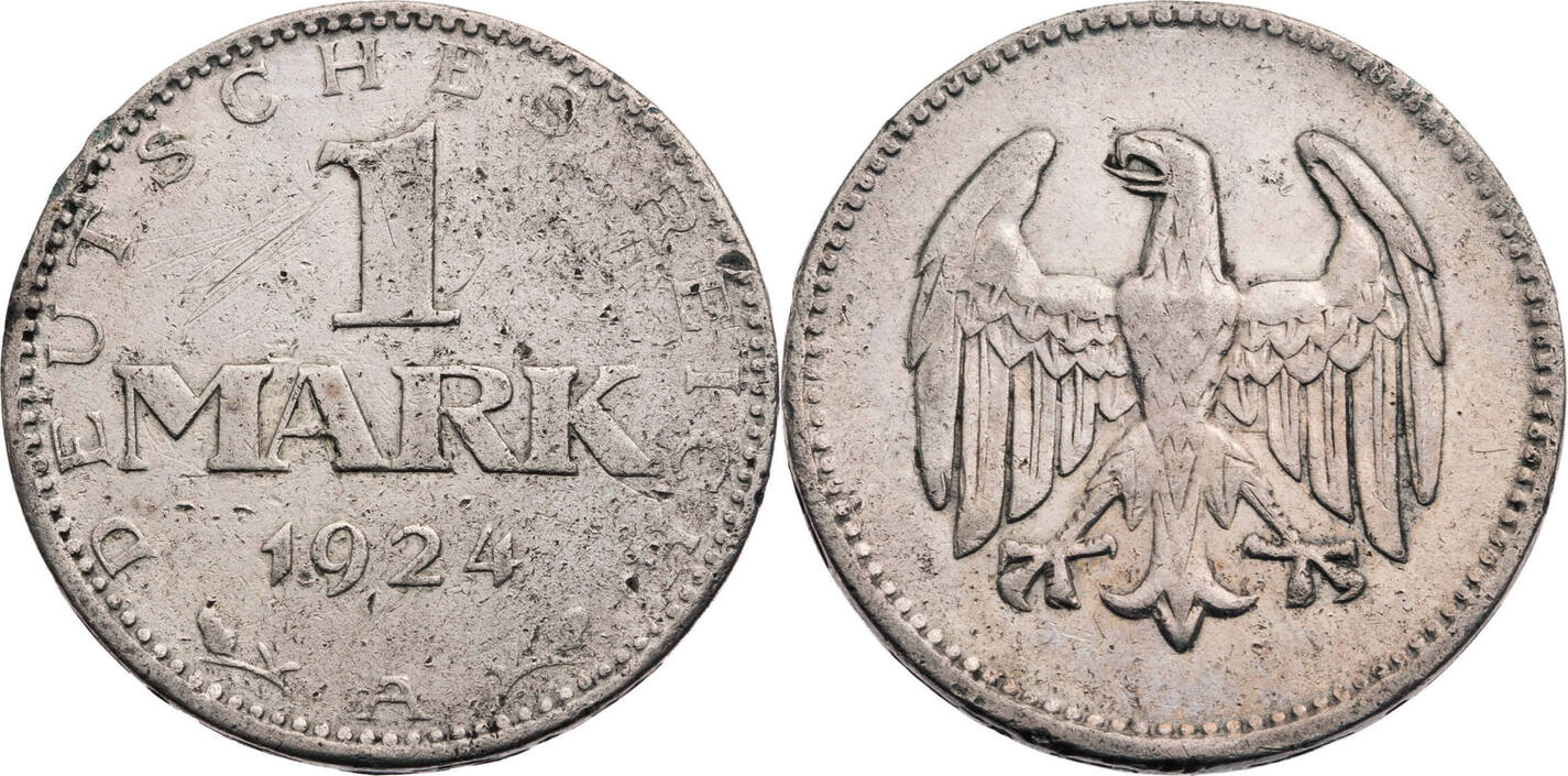 Weimar 1 Mark 1924 A Kursmünze VF | MA-Shops