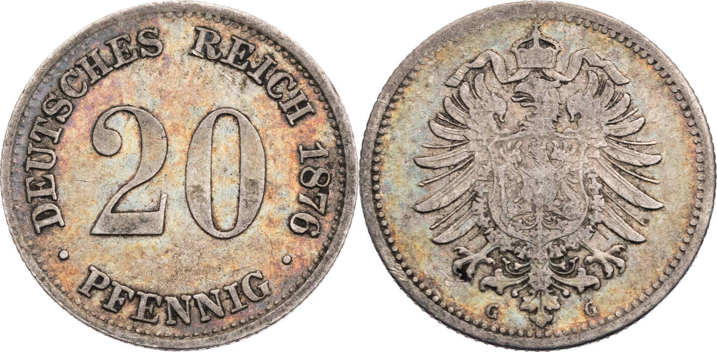 Kaiserreich 20 Pfennig 1876 G Kursmünze (1873-1877) F-VF | MA-Shops
