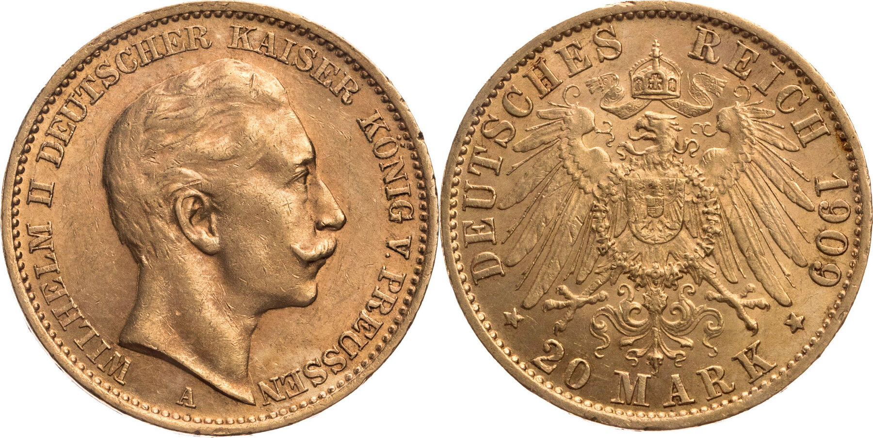 Kaiserreich, Preussen 20 Mark 1909 A Wilhelm II. (1888-1918) - Kursmünze (1890-1913) VF | MA-Shops