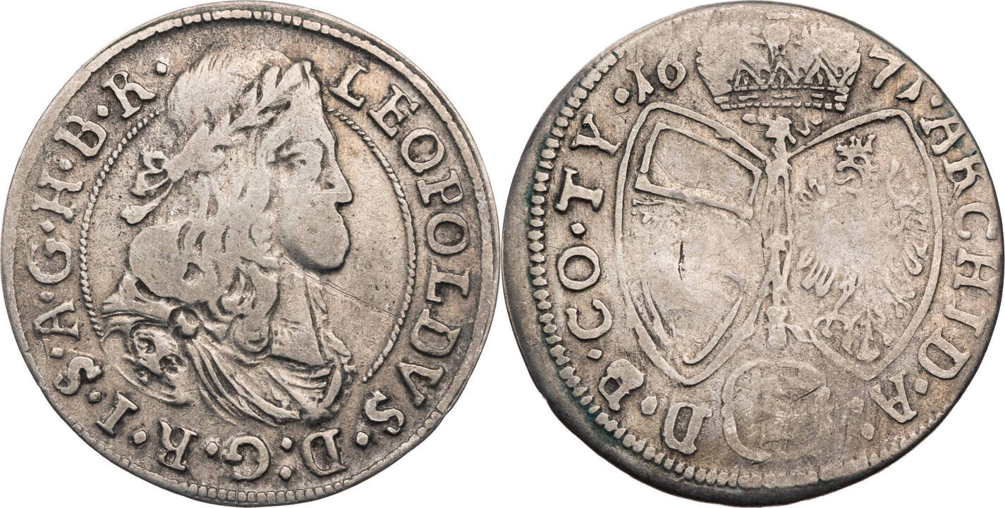 RDR, Österreich, Hall 3 Kreuzer 1671 Leopold I. (1658-1705) F-VF | MA-Shops