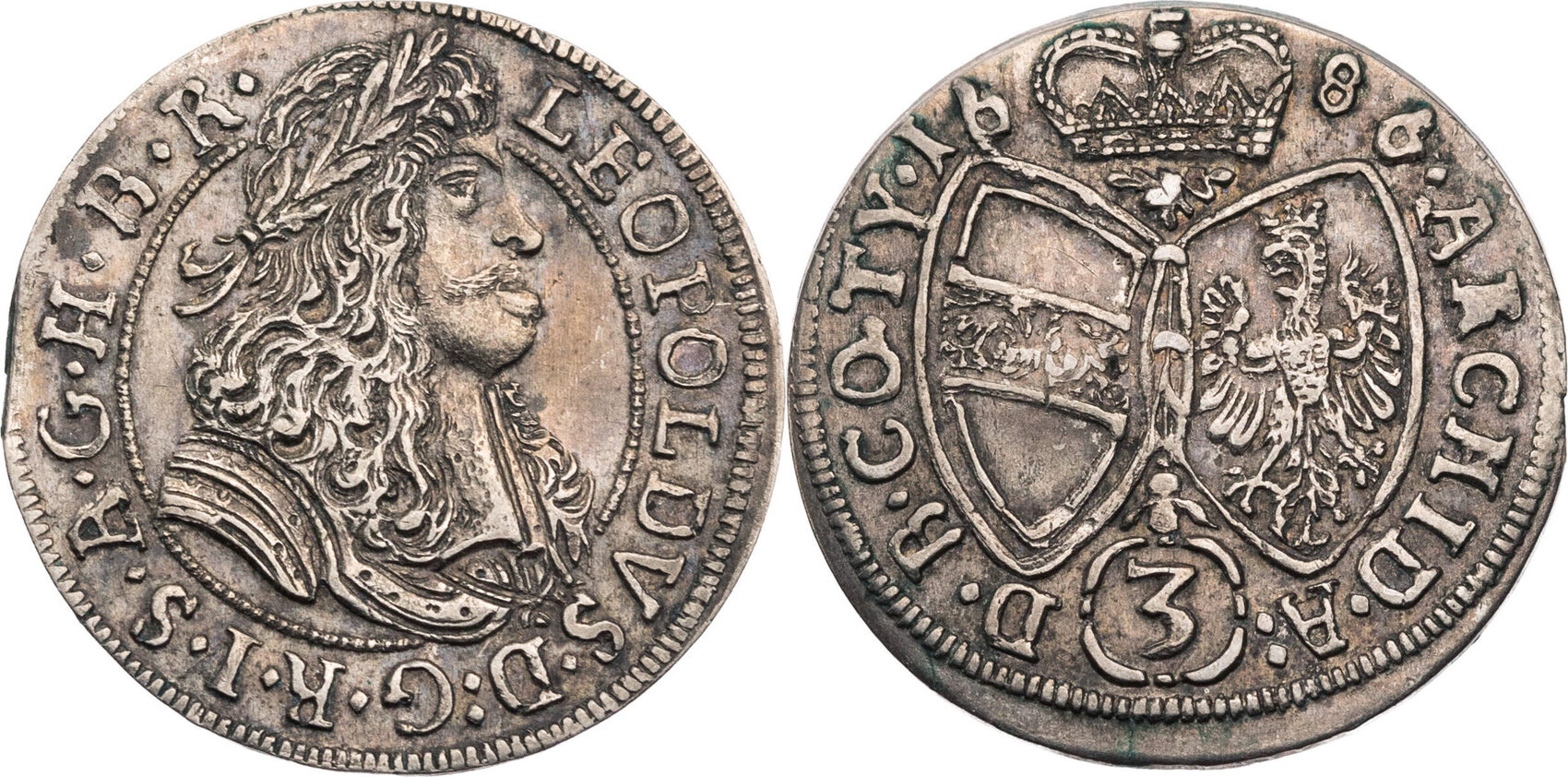 RDR, Österreich, Hall 3 Kreuzer 1686 Leopold I. (1658-1705) EF | MA-Shops