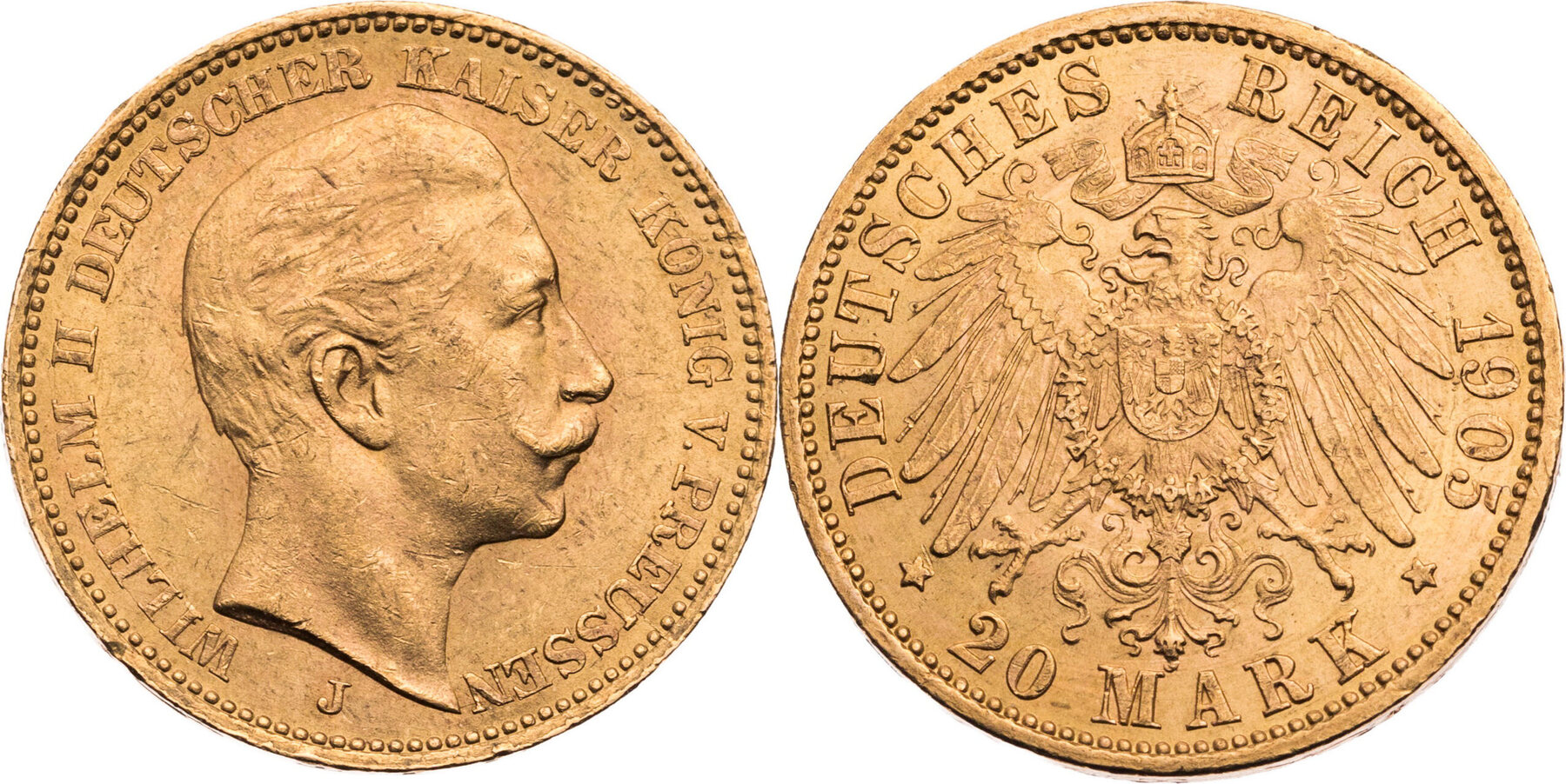 Kaiserreich, Preussen 20 Mark 1905 J Wilhelm II. (1888-1918) - Kursmünze (1890-1913) VF | MA-Shops