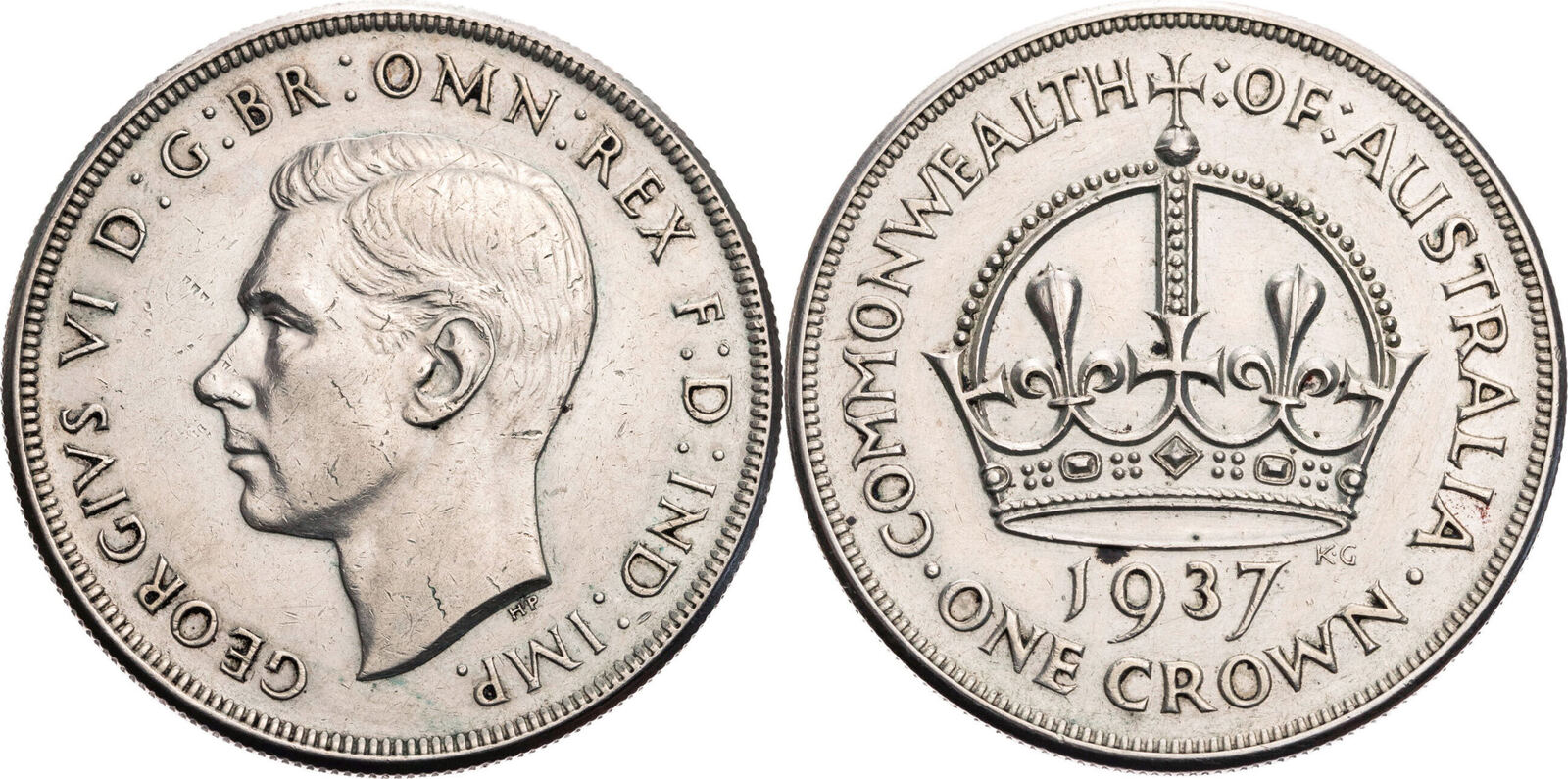 Australien Crown 1937 George VI. (1936-1952 - Circulating commemorative coin (1937-1938) VF-EF ...