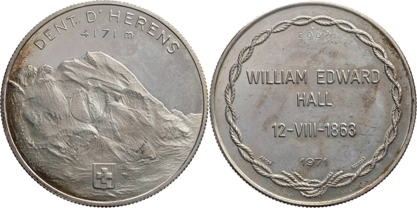 Schweiz Medaille 1971 Auf William Edward Hall und Dent d`Herens EF | MA ...