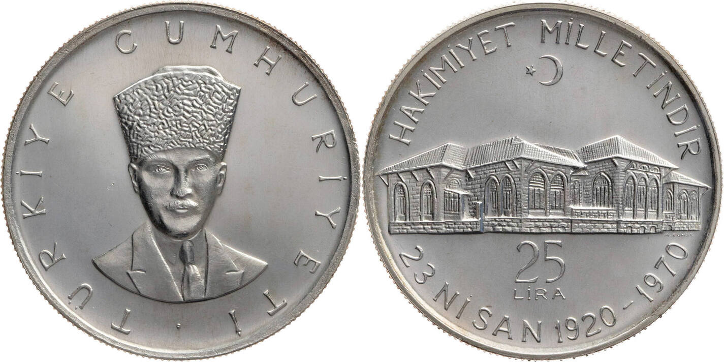 Türkei 25 Lira 1970 50 Jahre Nationalversammlung EF | MA-Shops