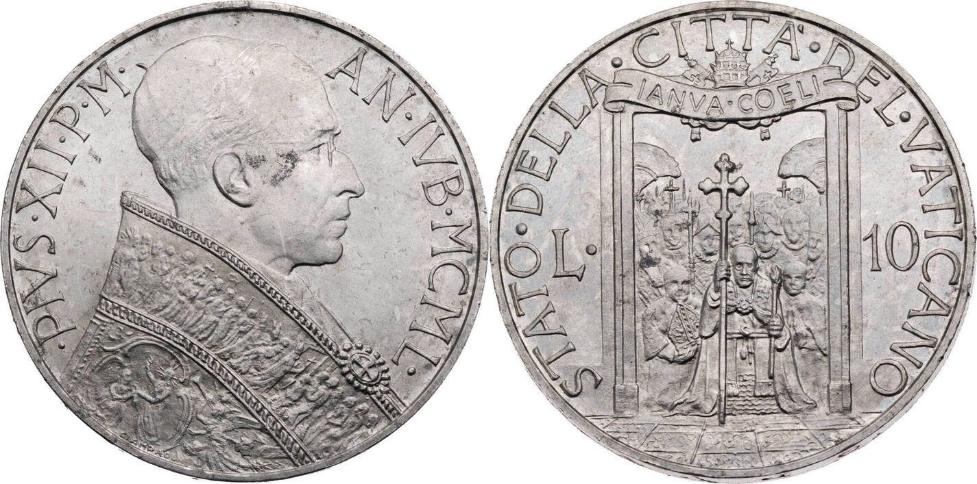 Vatikan 10 Lire 1950 Pius XII. (1939-1958) EF | MA-Shops