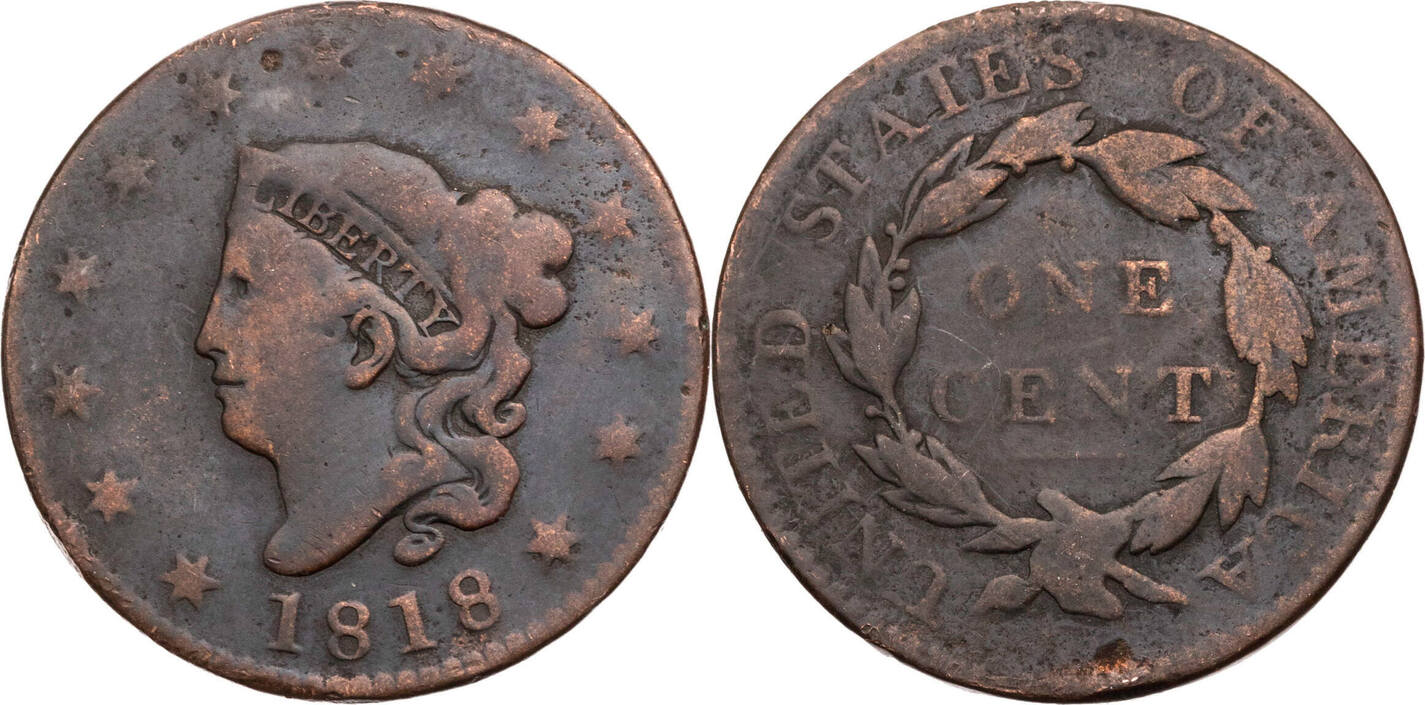USA 1 Cent 1818 Liberty Head / Matron Head s, Rf. | MA-Shops