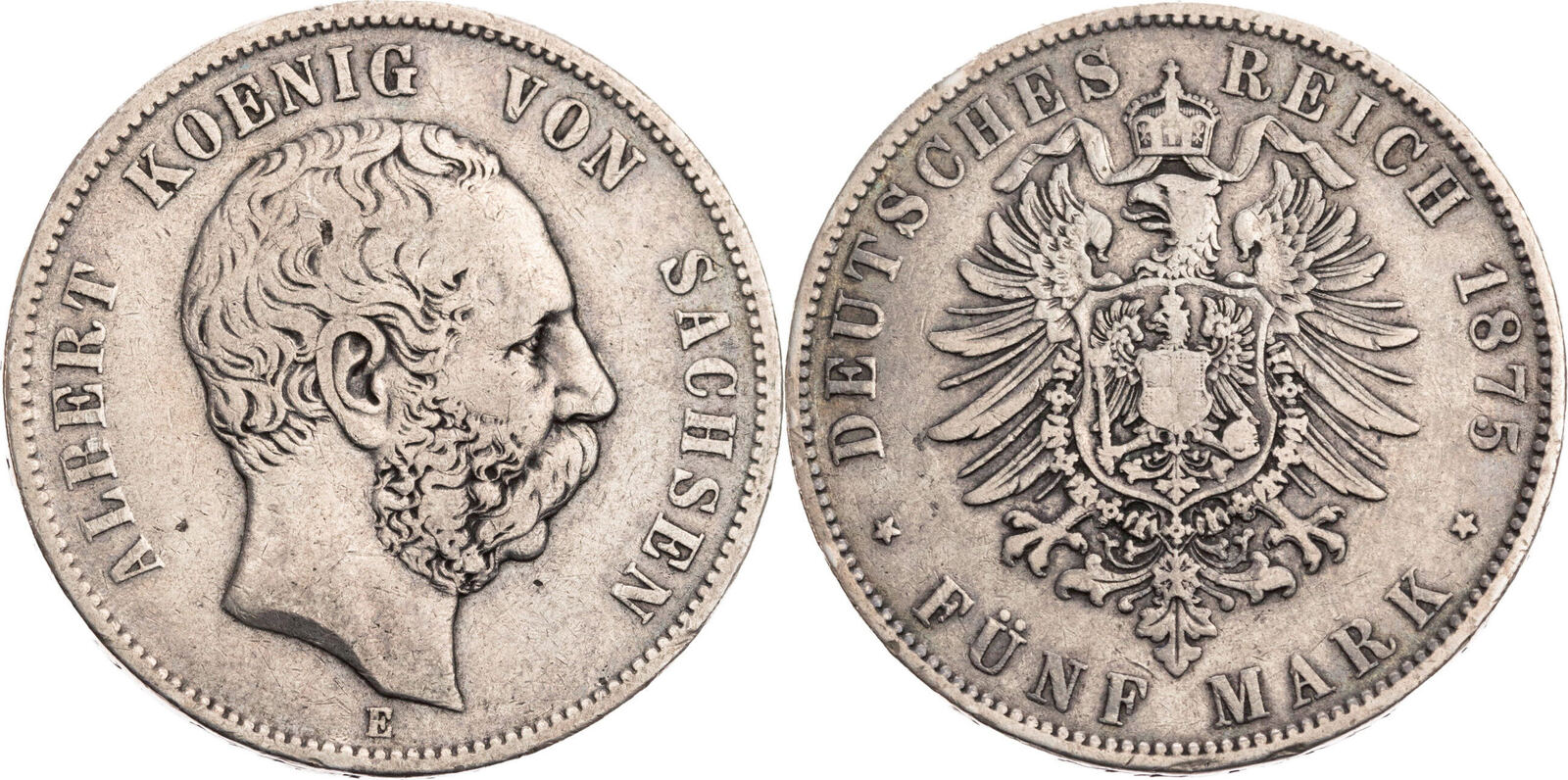 Kaiserreich, Sachsen 5 Mark 1875 E Albert (1873-1902) - Kursmünze (1875 ...