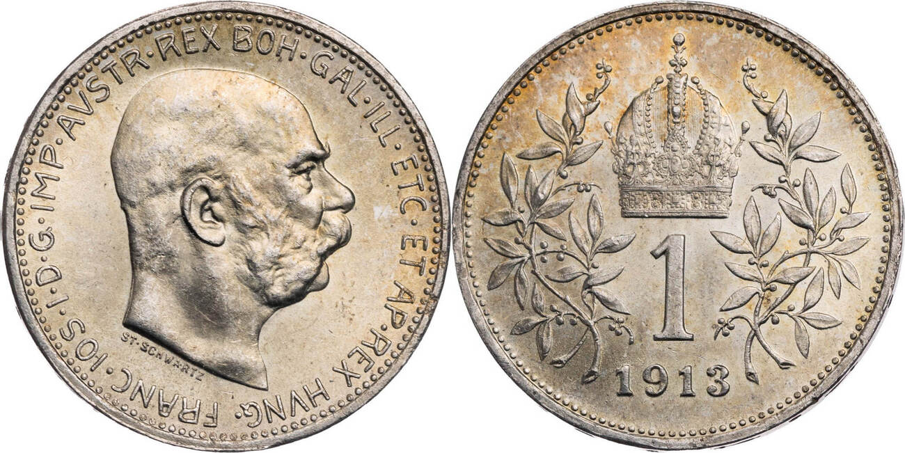 Österreich, Kaiserreich 1 Corona 1913 Franz Joseph I (1848-1916) EF | MA-Shops