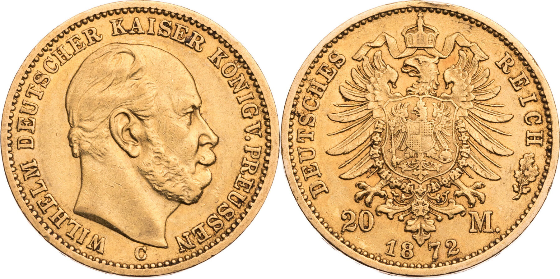 Kaiserreich, Preussen 20 Mark 1872 C Wilhelm I. (1861-1881) - Kursmünze (1871-1873) VF | MA-Shops