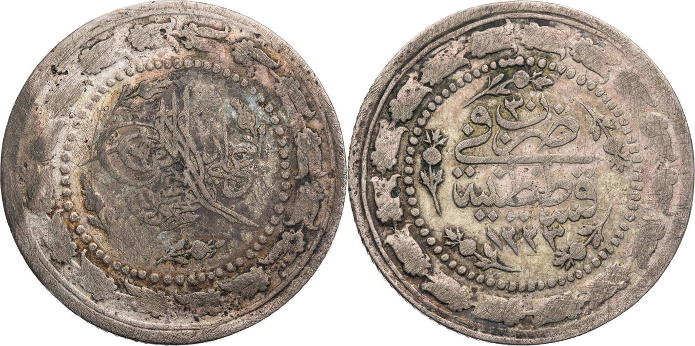 Osmanisches Reich Altilik (6 Kuruş) 1837 (1223/30) Mahmud II. (1808-1839) - Kursmünze (1833-1838 ...