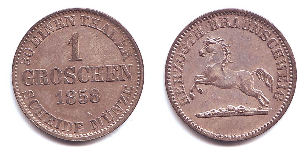 Braunschweig 1 Groschen - 1/30 Taler 1858 Georg V. (1851 - 1866) CH UNC ...