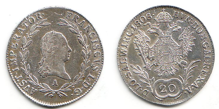 Österreich 20 Kreuzer 1808 A Franz II. (1792 - 1806) EF | MA-Shops