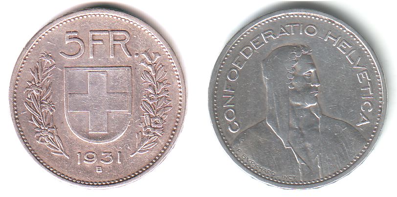 Schweiz 1931 B 5 Franken VF | MA-Shops