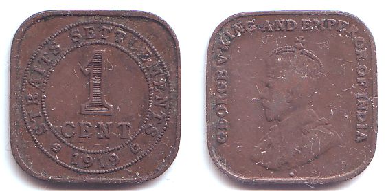 Straits Settlements 1 Cent 1919 George V. (1910 - 1936) EF | MA-Shops