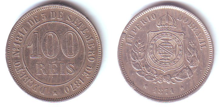 Brasilien 1871 100 Reis EF | MA-Shops