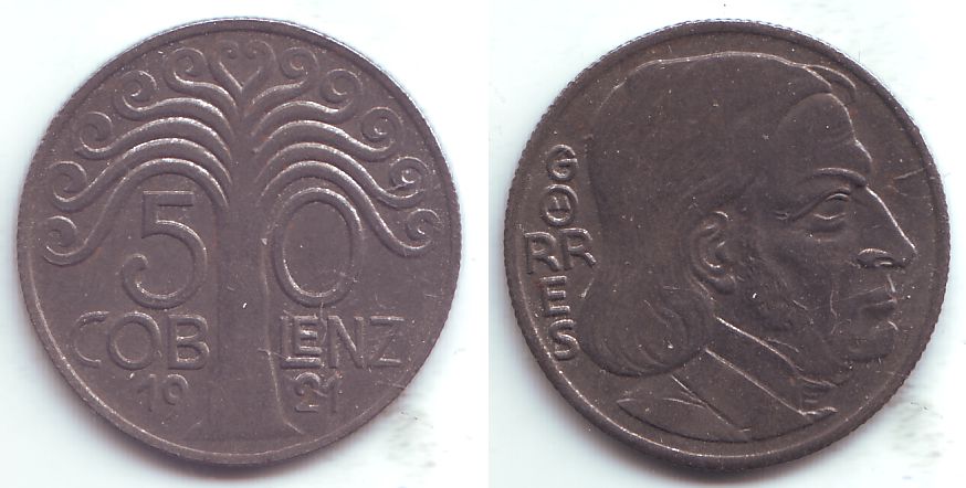 Coblenz / Koblenz 1921 Notgeld der Stadt Coblenz - 50 Pfennig EF | MA-Shops