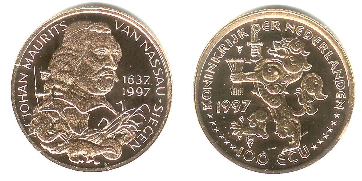 Niederlande 100 ECU 1997 Johan Mauritius von Nassau - Gedenkprägung ...