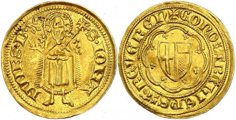 Trier Erzbistum Goldgulden o.J. Kuno II. von Falkenstein (1362-1388) EF mit Echtheitsexpertise ...