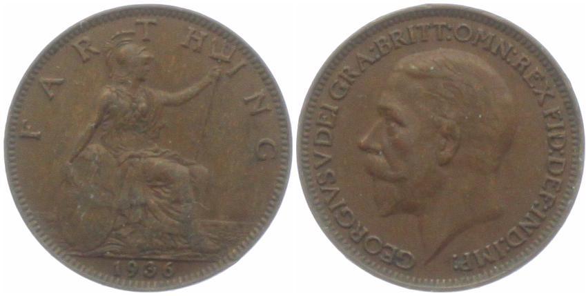 Großbritannien Farthing 1936 George V. (1910 - 1936) EF | MA-Shops