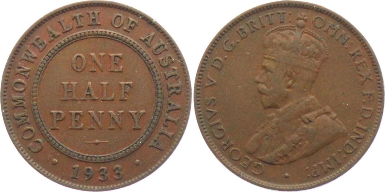 Australien 1 2 Penny 1933 George V 1910 1936 EF MA Shops australien-1-2-penny-1933-george-v-1910-1936-ef-ma-shops