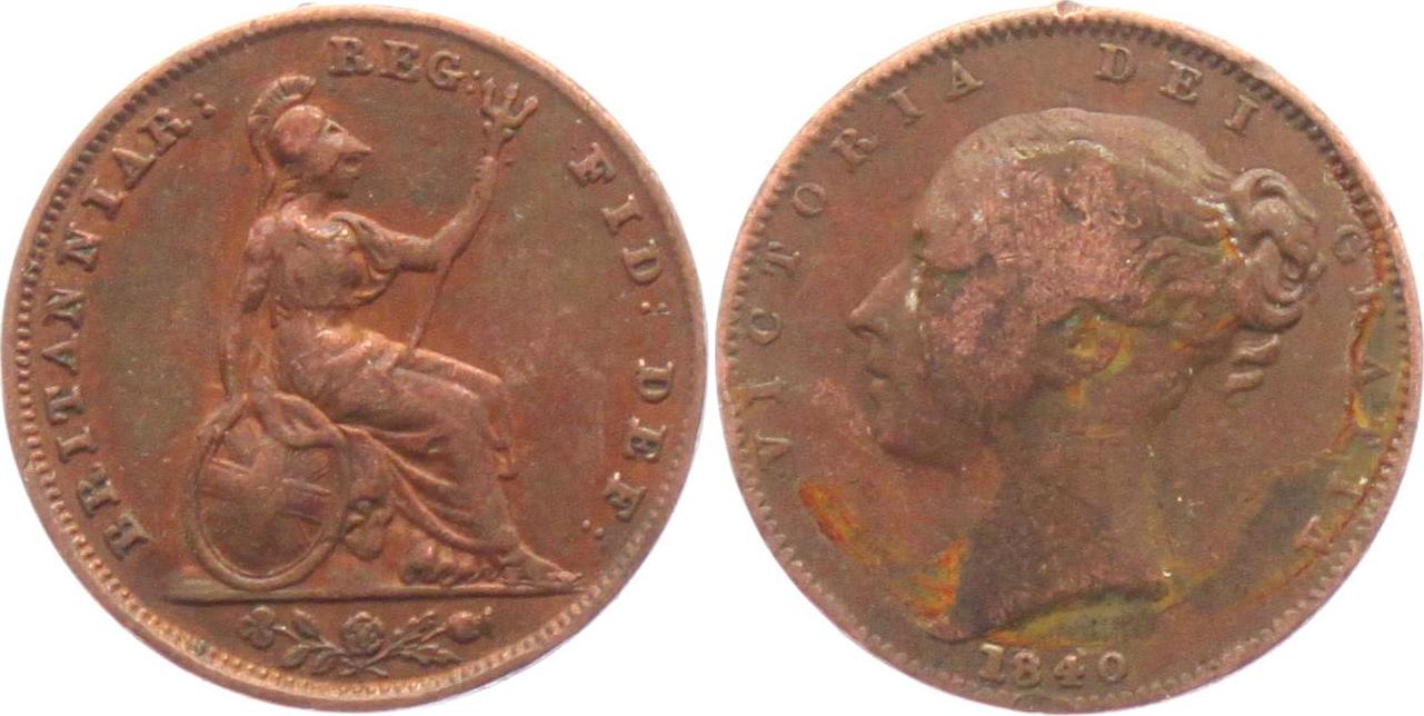 Großbritannien Farthing 1840 Queen Victoria (1831-1901) VF+ | MA-Shops