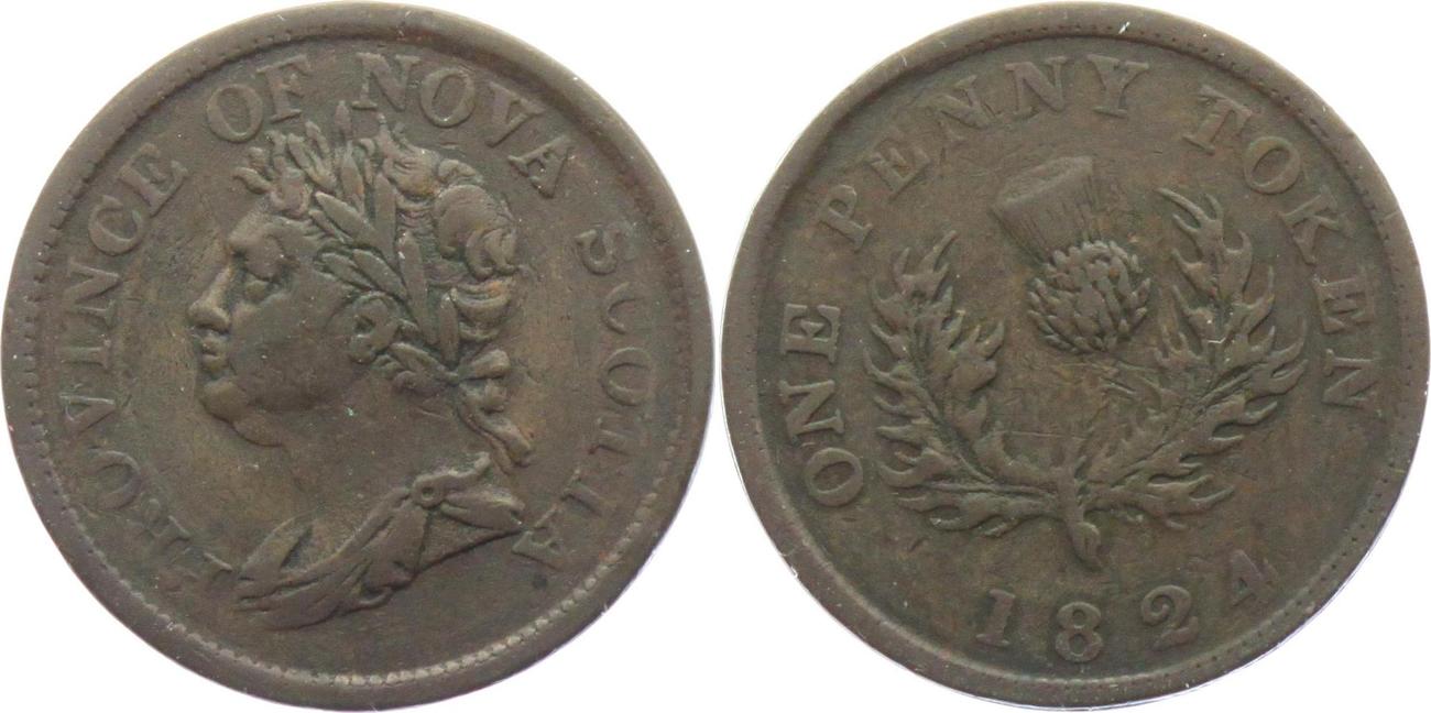 Kanada - Nova Scotia 1 Penny - Token 1824 König Georg IV. (1820-1830 ...