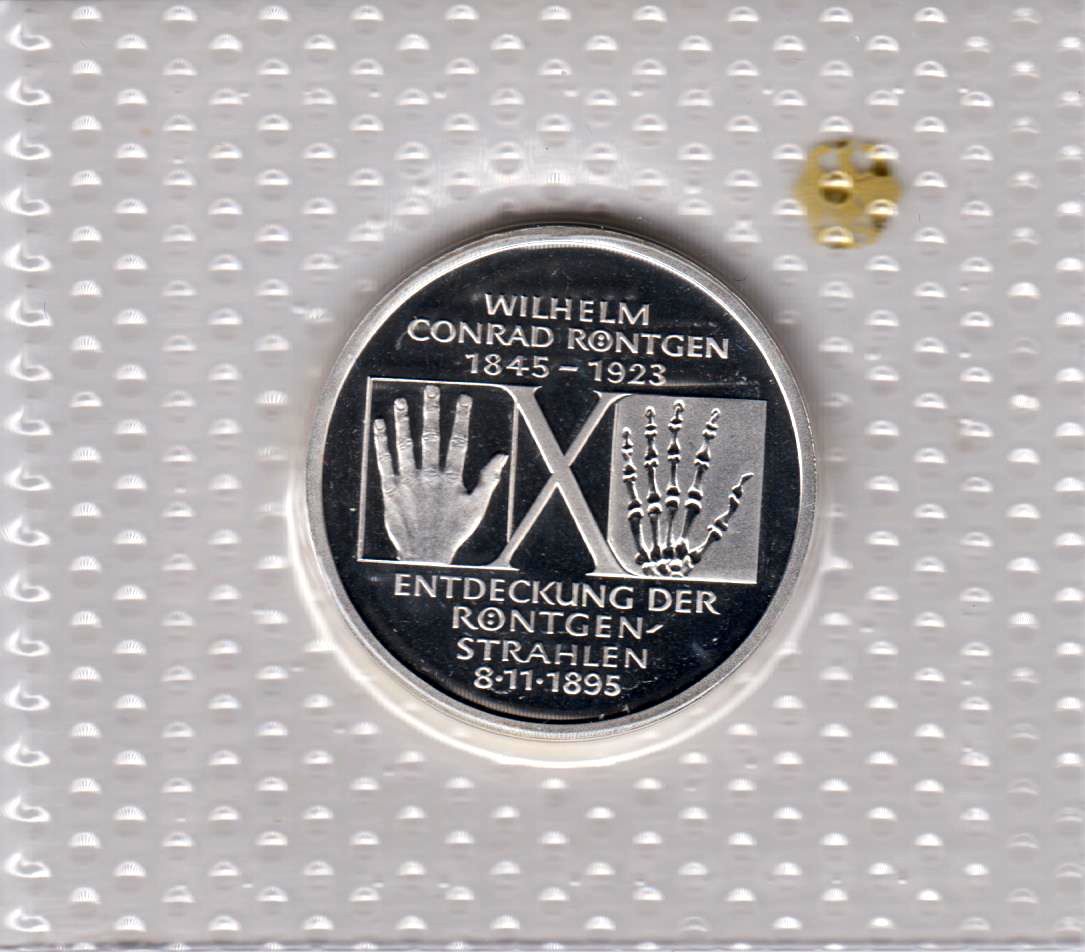 Deutschland 10 Mark 1995 D Röntgen Proof Original-Folie | MA-Shops