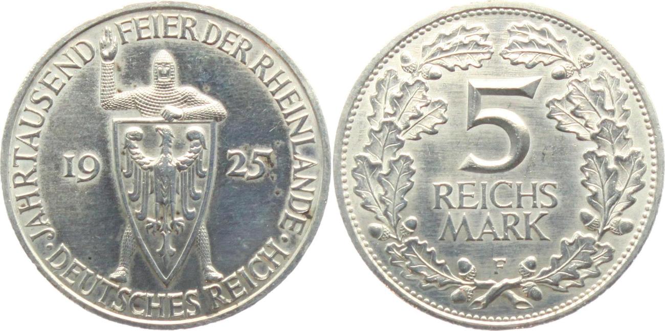 Weimar 5 Mark 1925 F Rheinlande VF / EF / fl. | MA-Shops