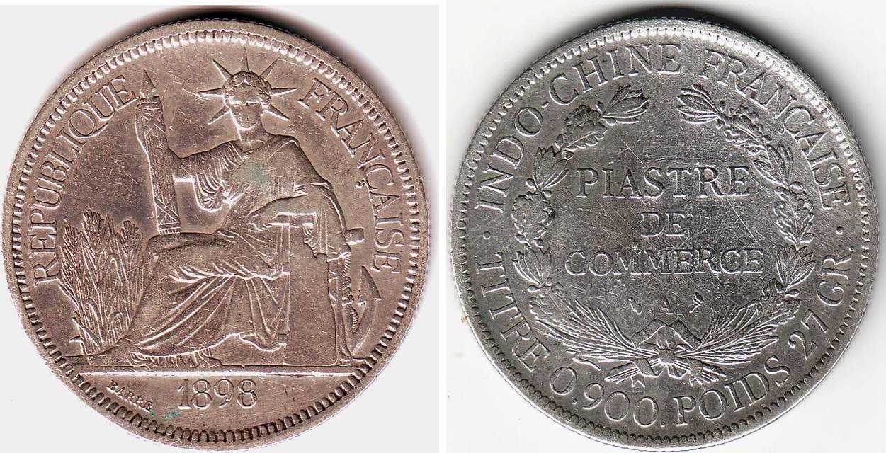 Französisch Indochina - Vietnam 1 Piaster 1898 A Sitzende Liberte mit ...