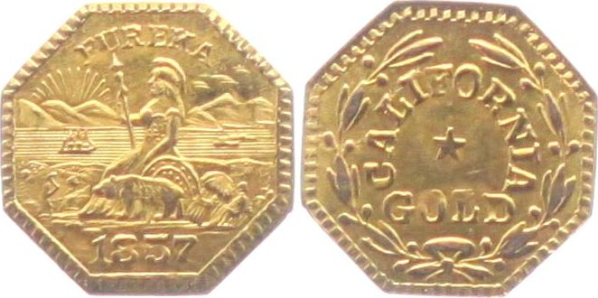 USA - California Gold 1/4 Dollar - Octagon 1857 California Gold-Token ...