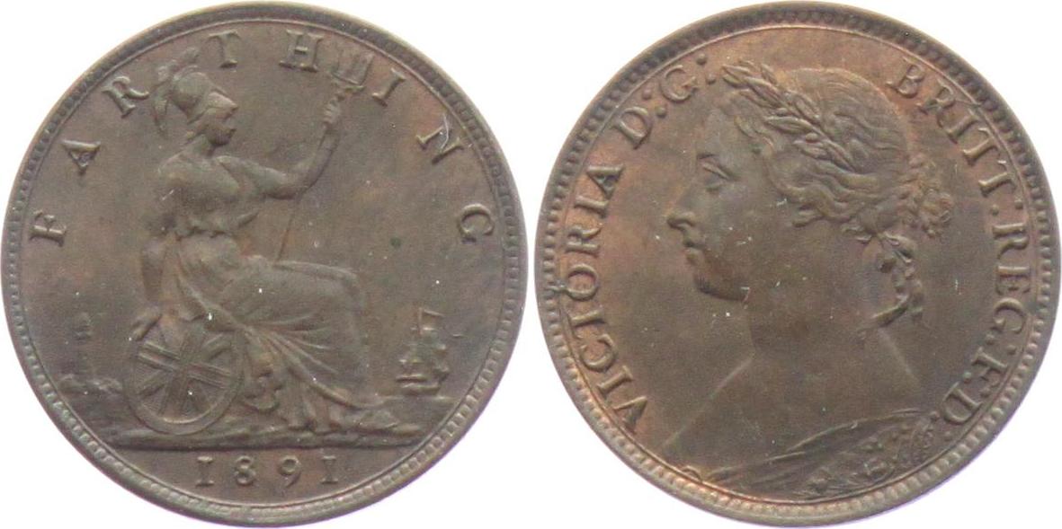 Großbritannien Farthing 1891 Victoria (1837 - 1901) - Britannia AU | MA ...