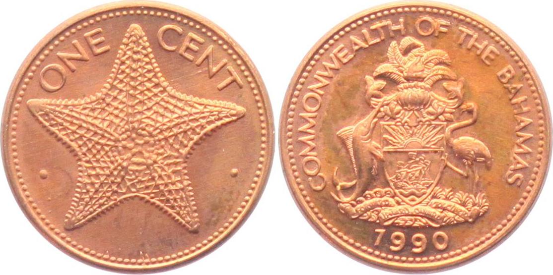 Bahamas 1 Cent 1990 Seestern unc. | MA-Shops