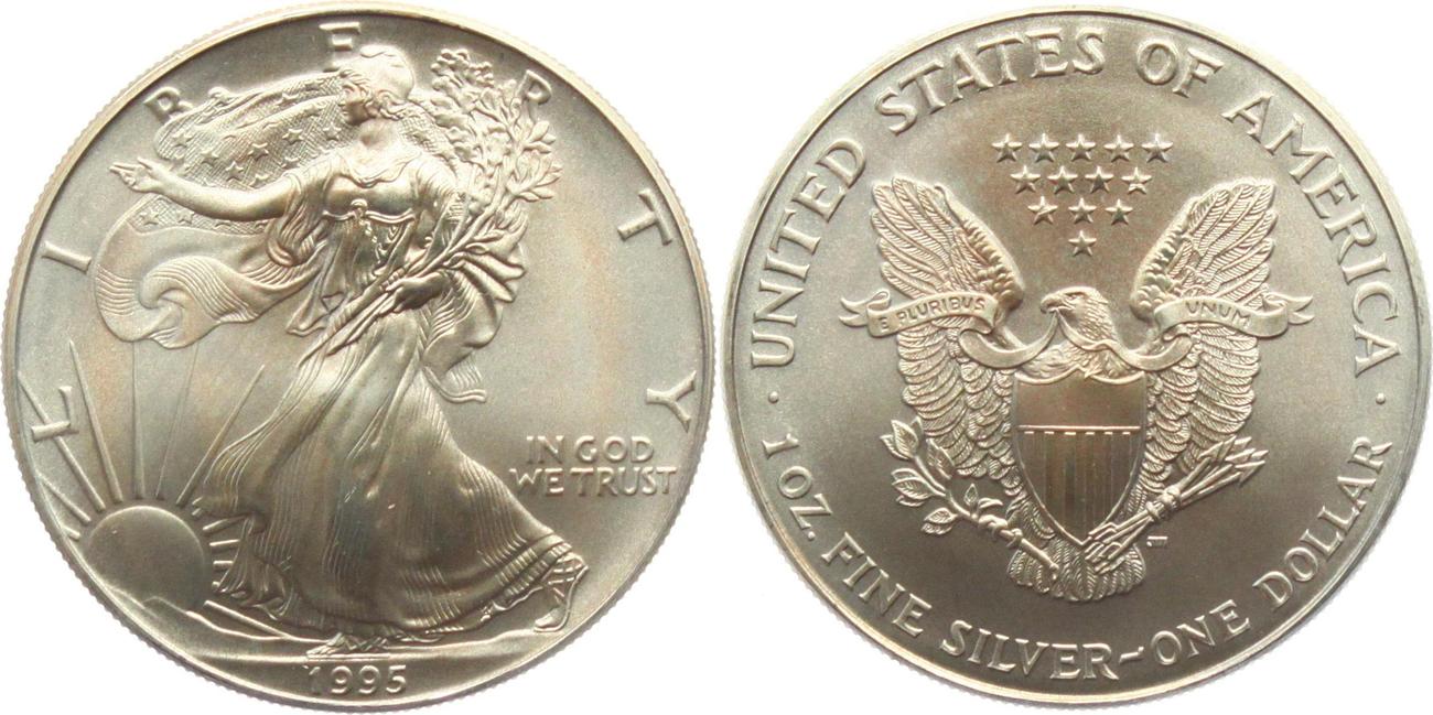 USA 1 Dollar 1995 1 Unze - Walking Liberty - Silber Eagle st - Patina ...