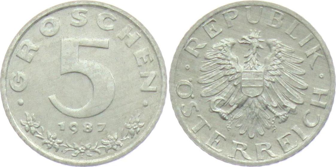 Österreich 5 Groschen 1987 Proof | MA-Shops