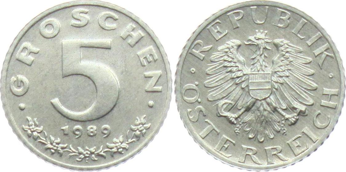 Österreich 5 Groschen 1989 Proof | MA-Shops